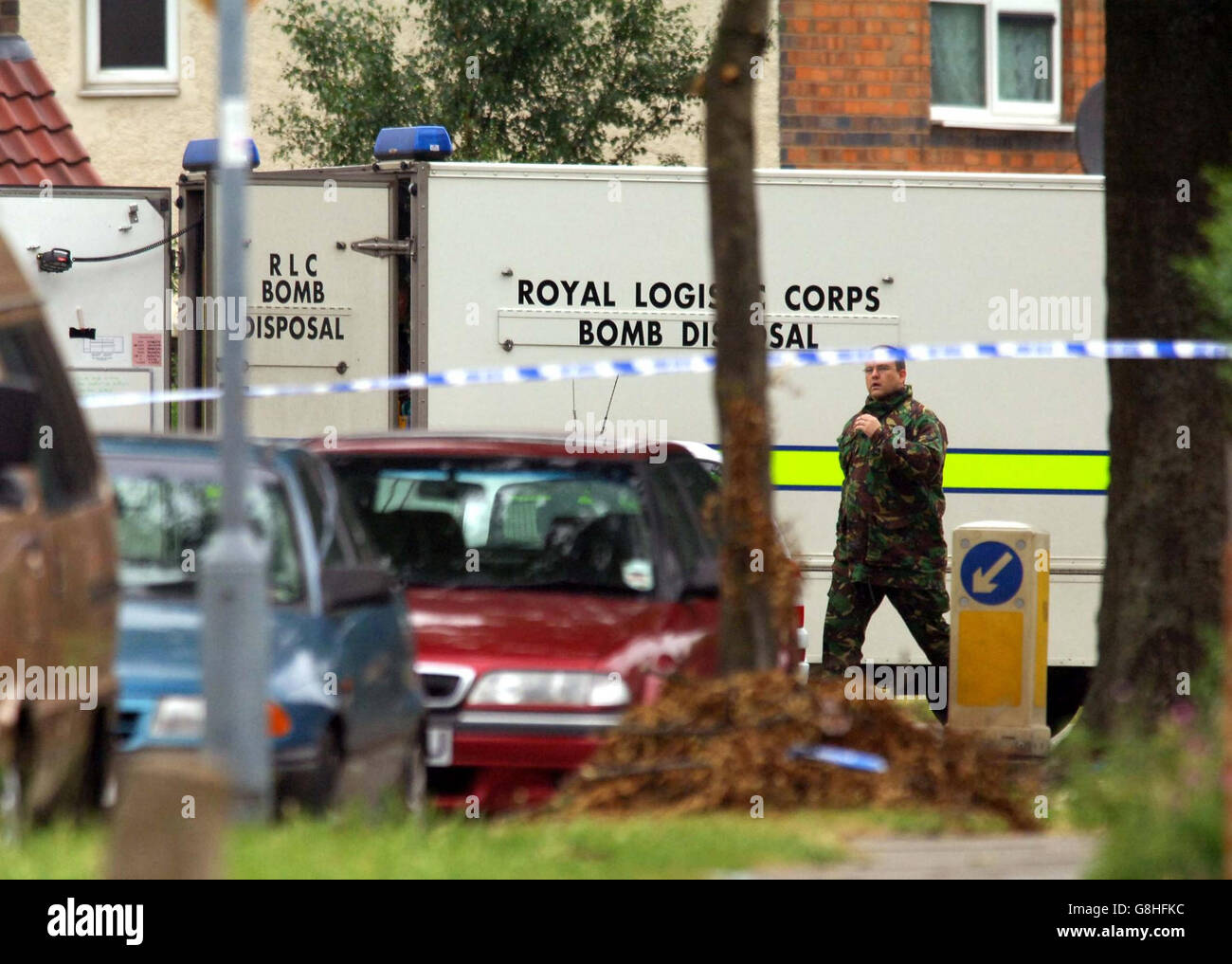 A Royal Logistic Corps bomb disposal van at Heybarnes Road, where ...