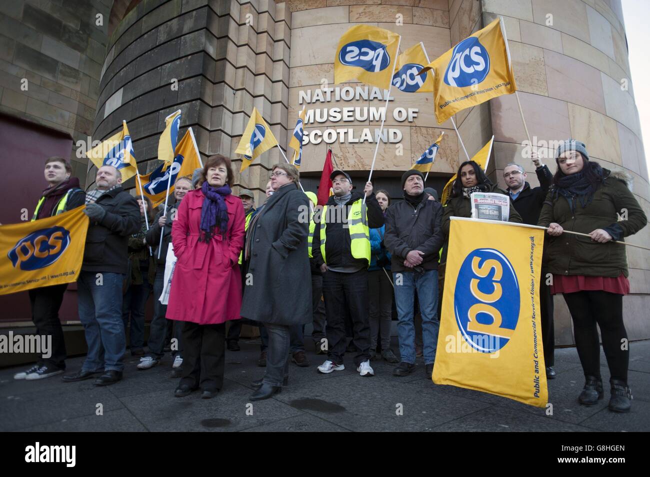 Members of staff at the National Museum of Scotland in Edinburgh strike ...