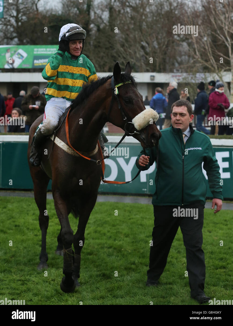Minella Foru and jockey Barry Geraghty in the parade ring after victory ...