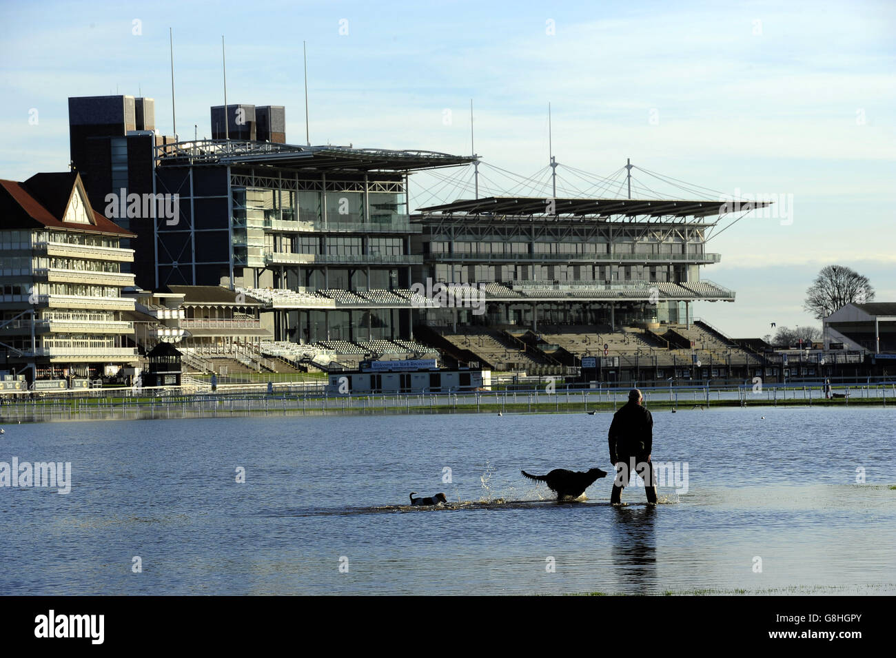 The Knavesmire Racecourse in York covered in floodwater after the River ...