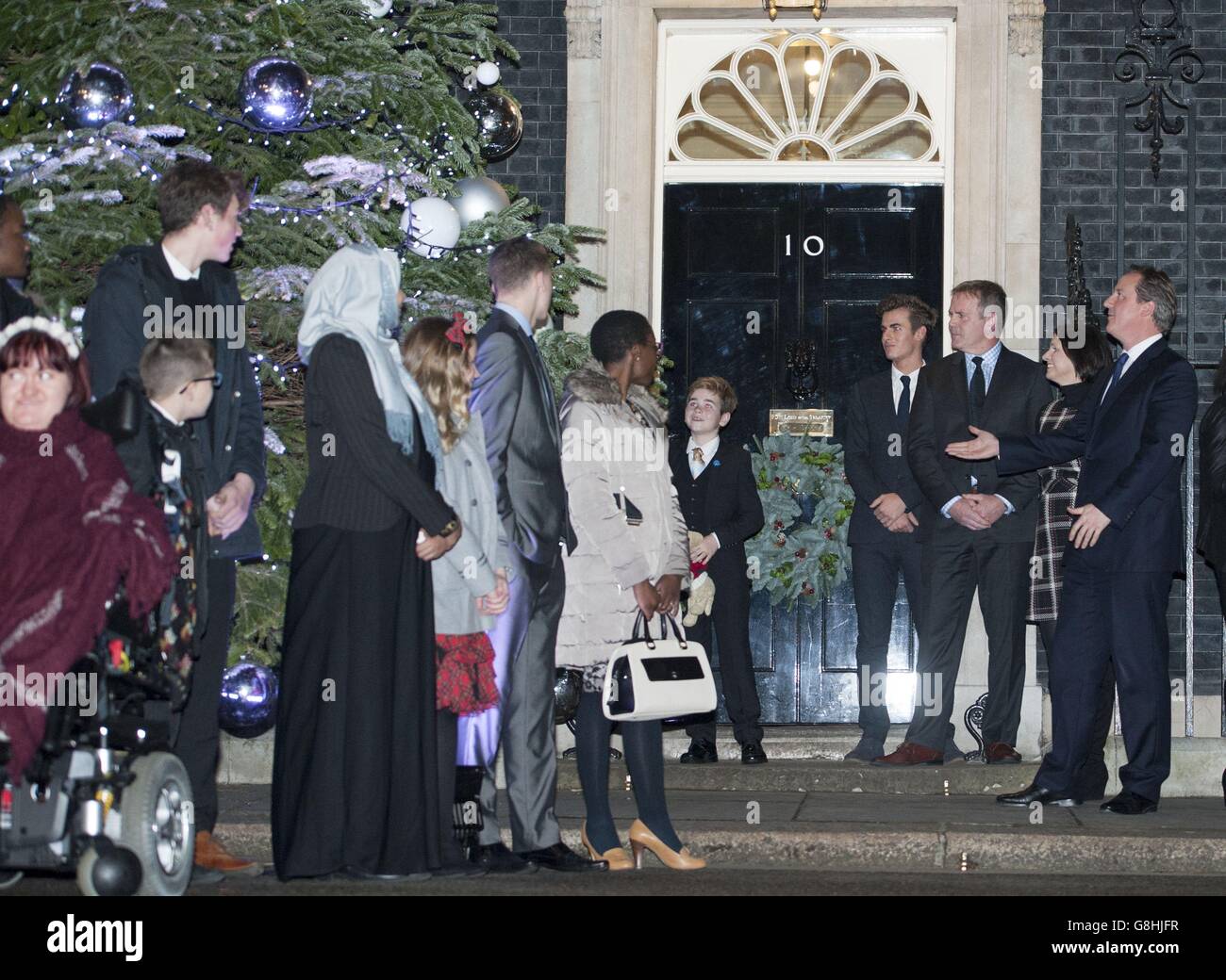 Prime Minister David Cameron (right) attends the switching on of the ...