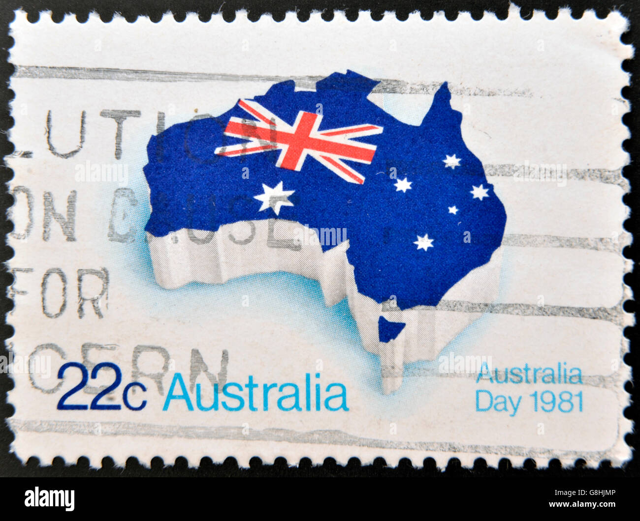 AUSTRALIA - CIRCA 1981: A stamp printed in Australia shows flag of ...