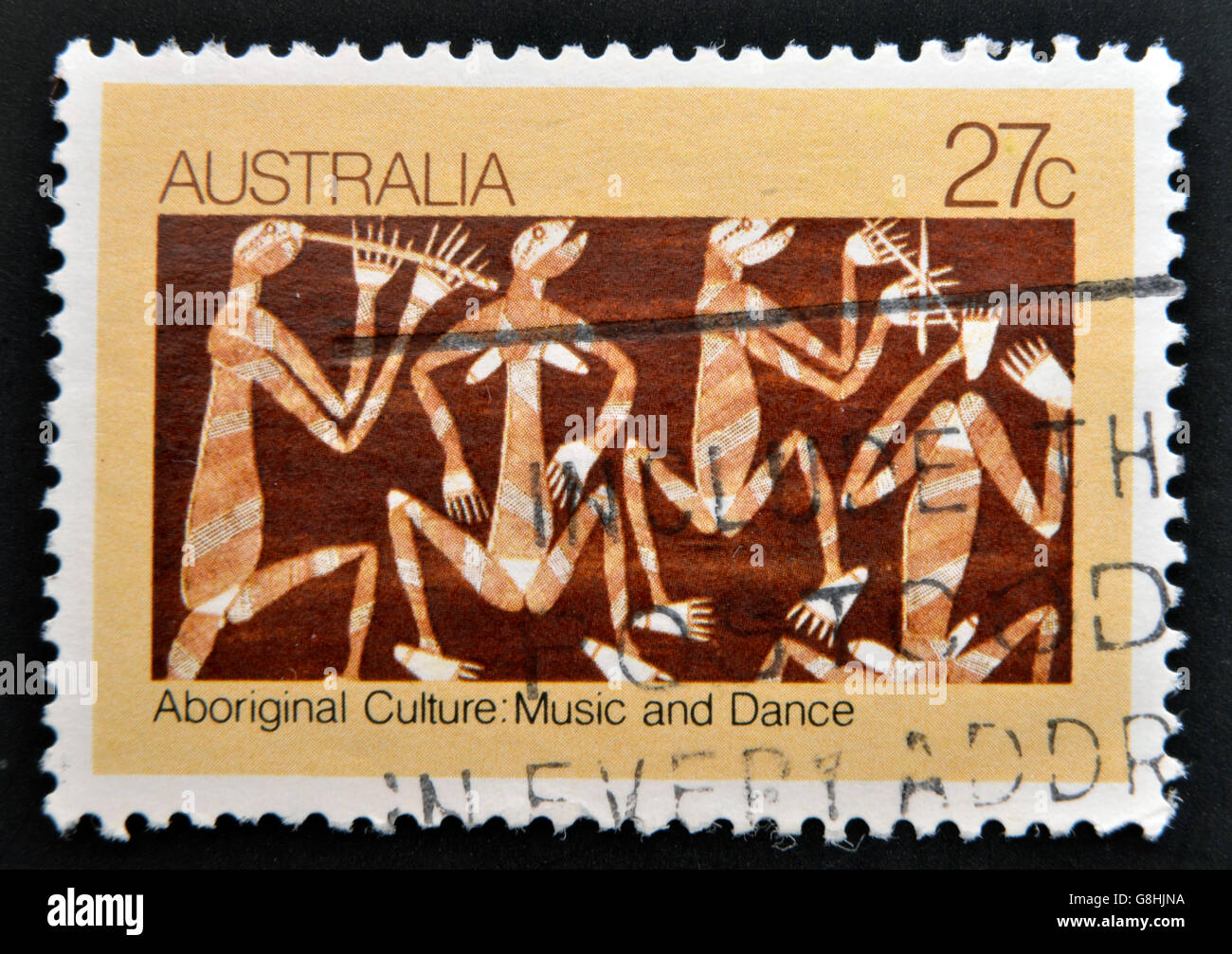 AUSTRALIA - CIRCA 2000: A stamp printed in Australia shows aboriginal ...