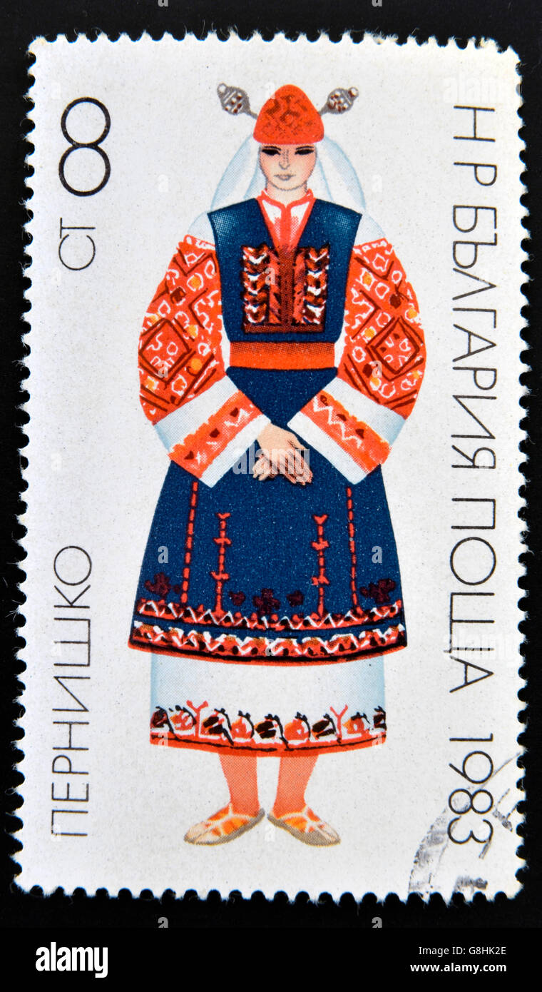 BULGARIA- CIRCA 1983: A stamp printed in Bulgaria shows young woman in ...