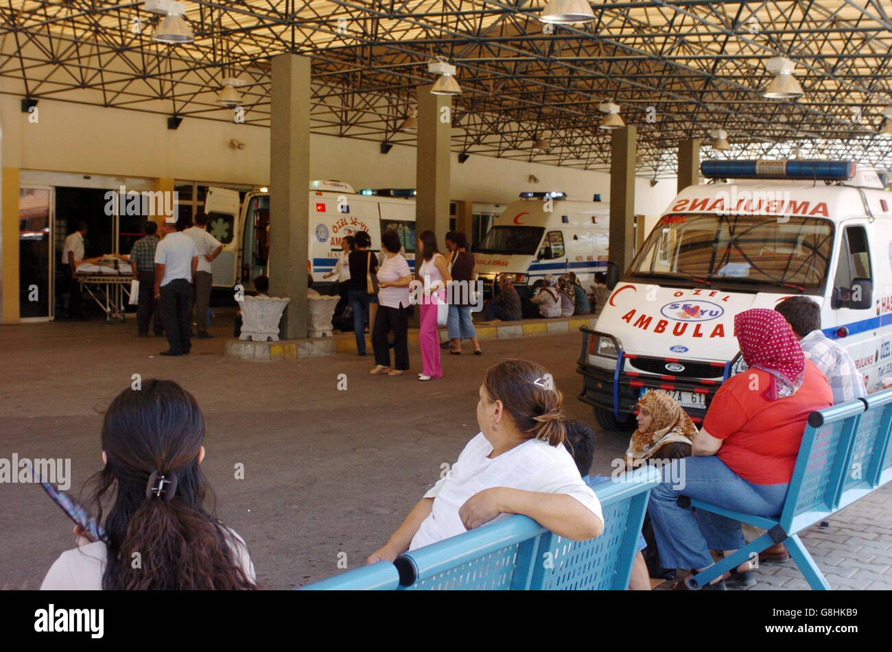 A patient is taken from an ambulance into Ege University Hospital in ...