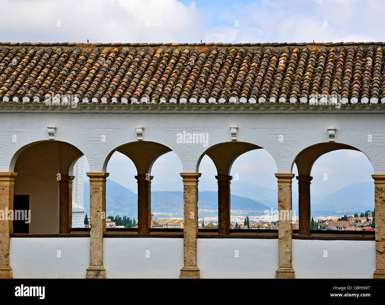 Arched gallery windows of South Pavillon of Generalife in Alhambra ...