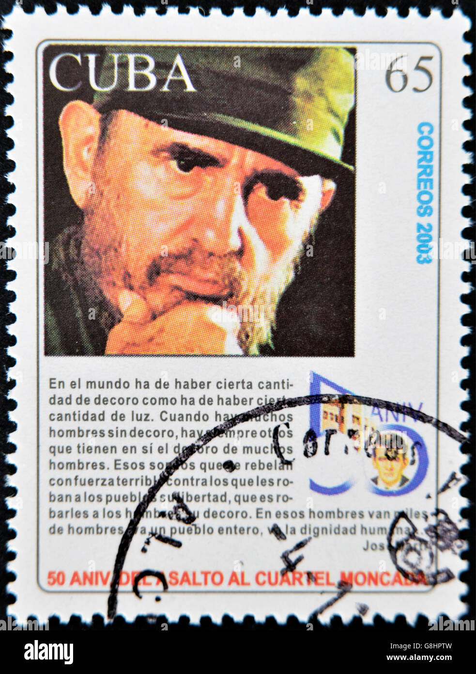 CUBA - CIRCA 2003: A stamp printed in Cuba shows Fidel Castro, circa ...