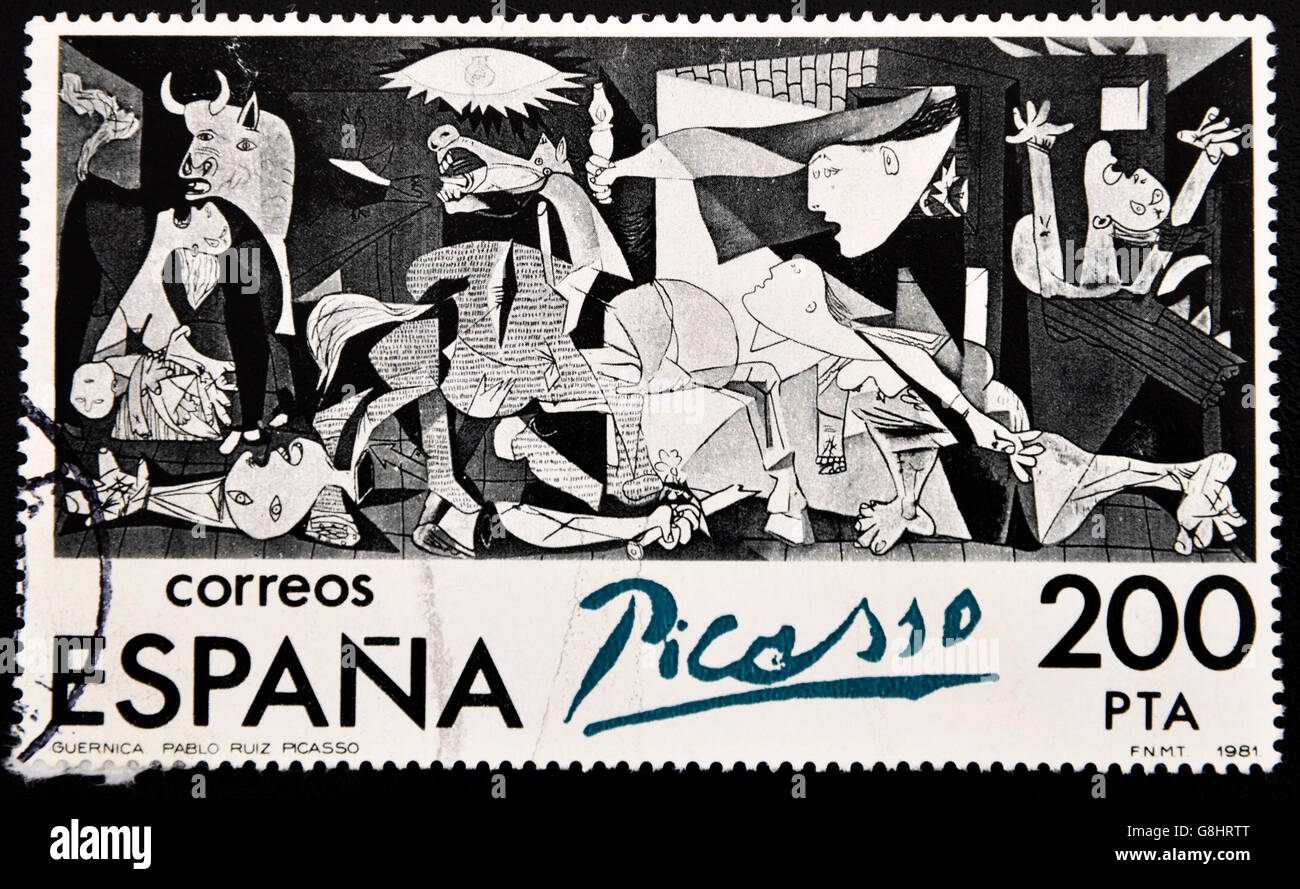 Stamp shows painting by Pablo Picasso, Guernica Stock Photo - Alamy