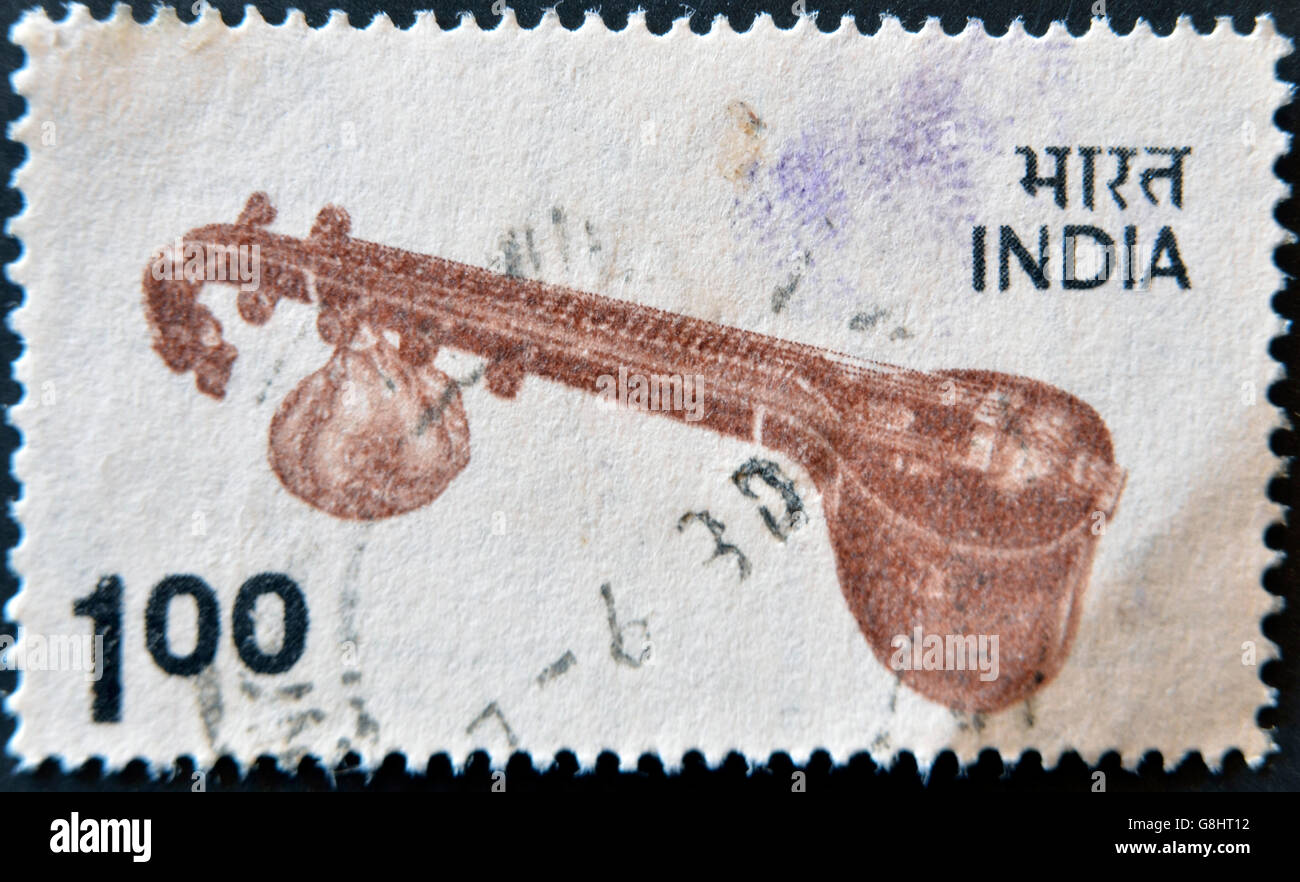 INDIA - CIRCA 1966: A stamp printed in india shows a sitar, Musical ...