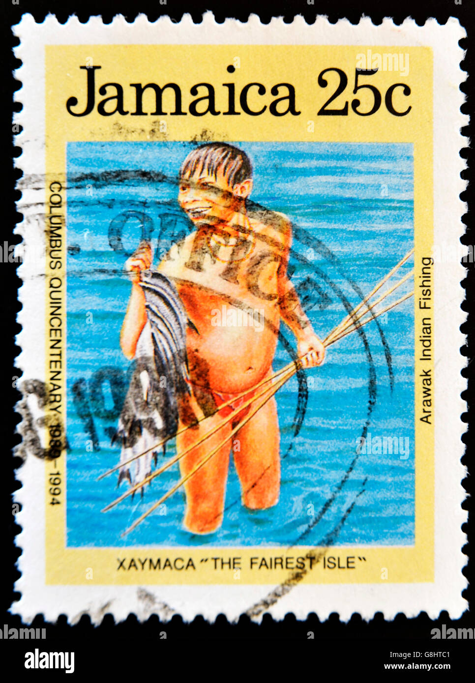 JAMAICA - CIRCA 1994: A stamp printed in Jamaica shows arawak indian ...