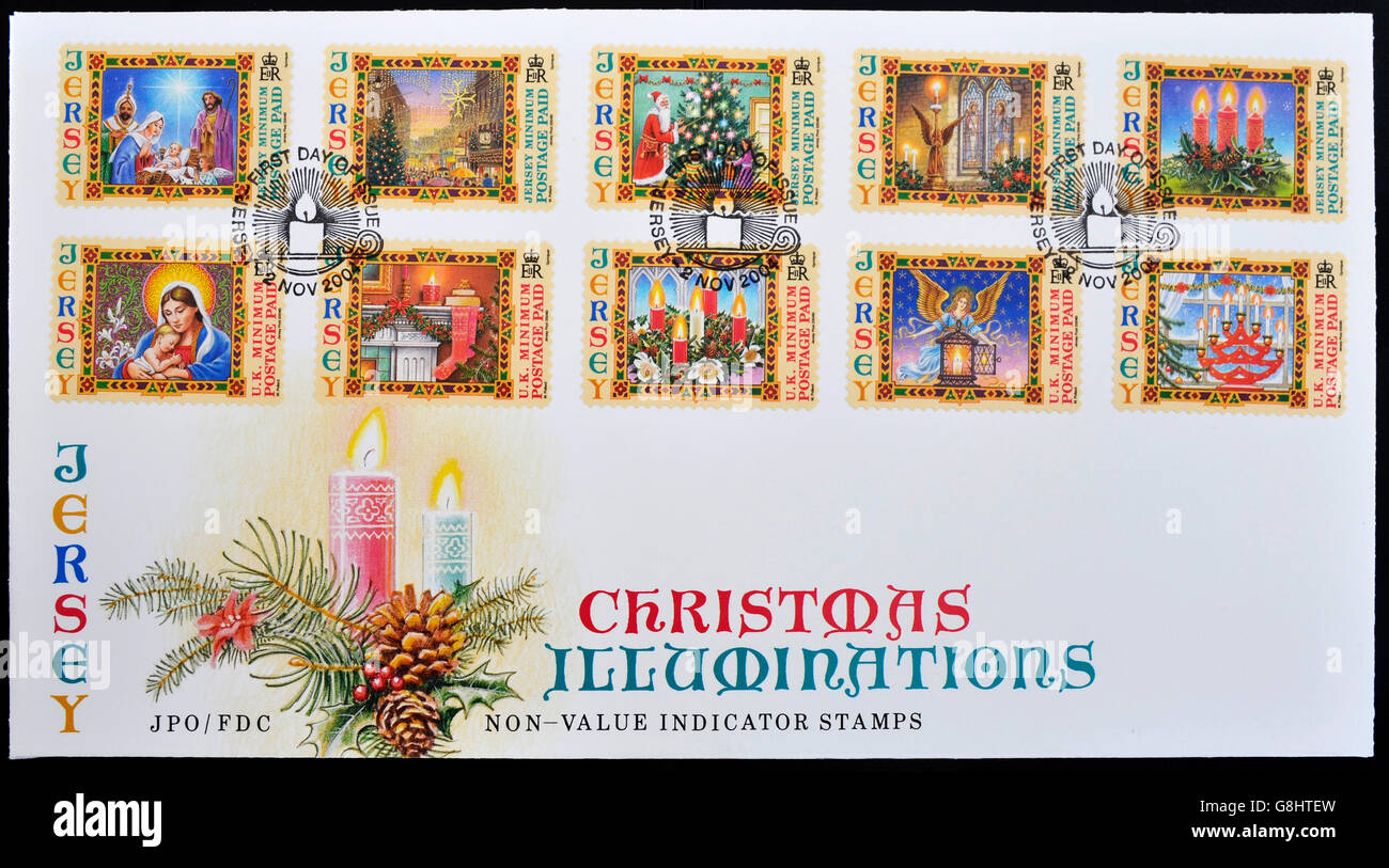 JERSEY - CIRCA 2004: A stamp printed in Jersey shows different images ...
