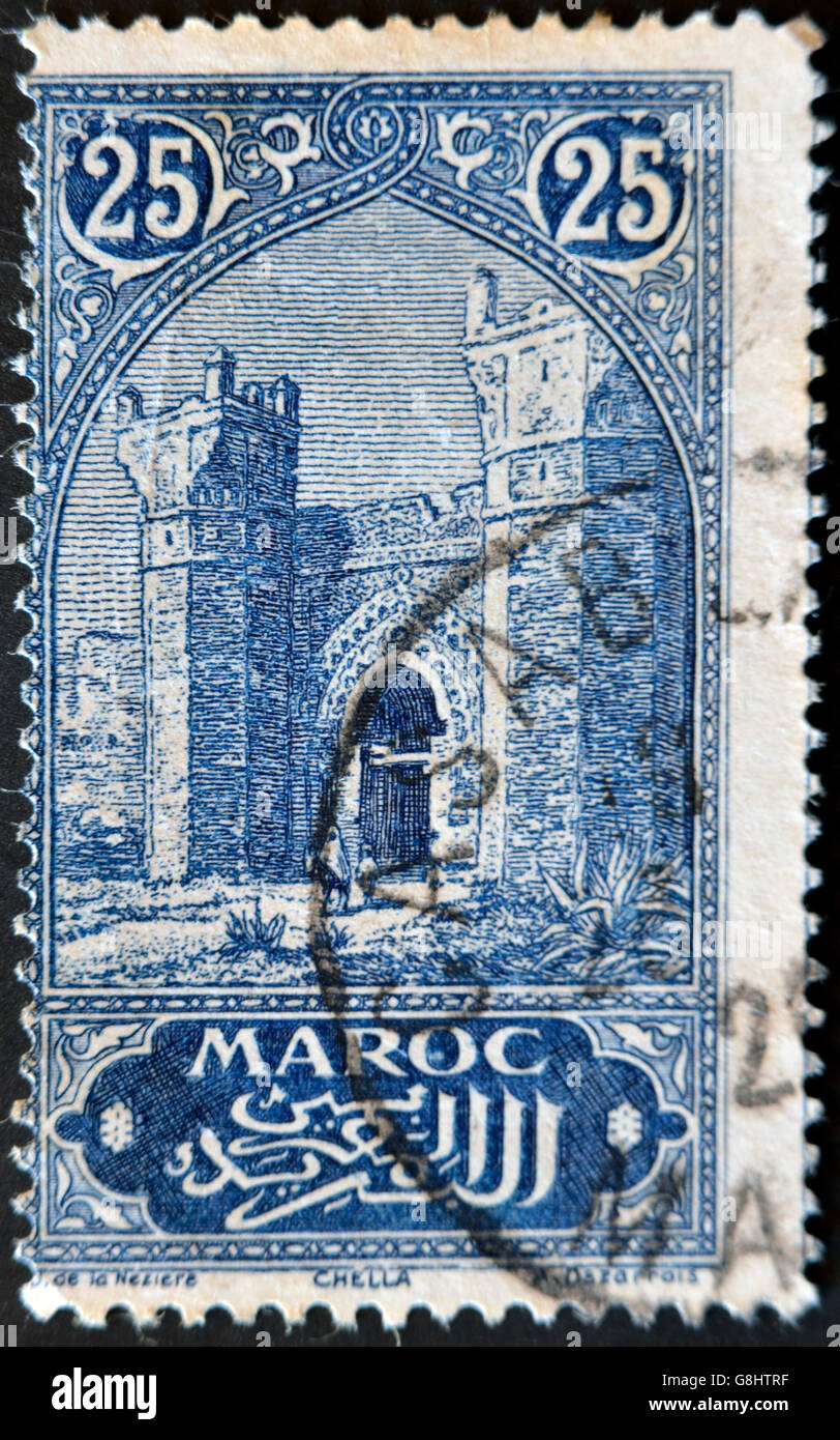 MOROCCO - CIRCA 1980: A stamp printed by Morocco, shows the ancient ...