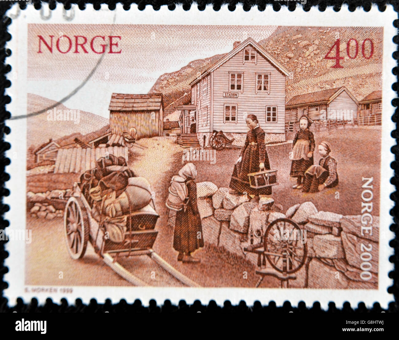 NORWAY - CIRCA 2000: A stamp printed in Norway shows landscape, circa ...