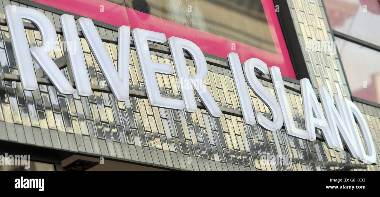 Shop sign stock. A shop sign for River Island in central London Stock ...