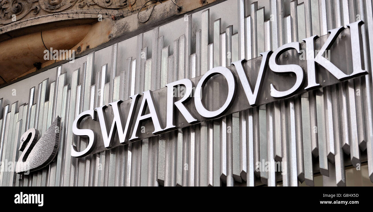 Shop sign stock. A shop sign for SWAROVSKI in central London Stock ...