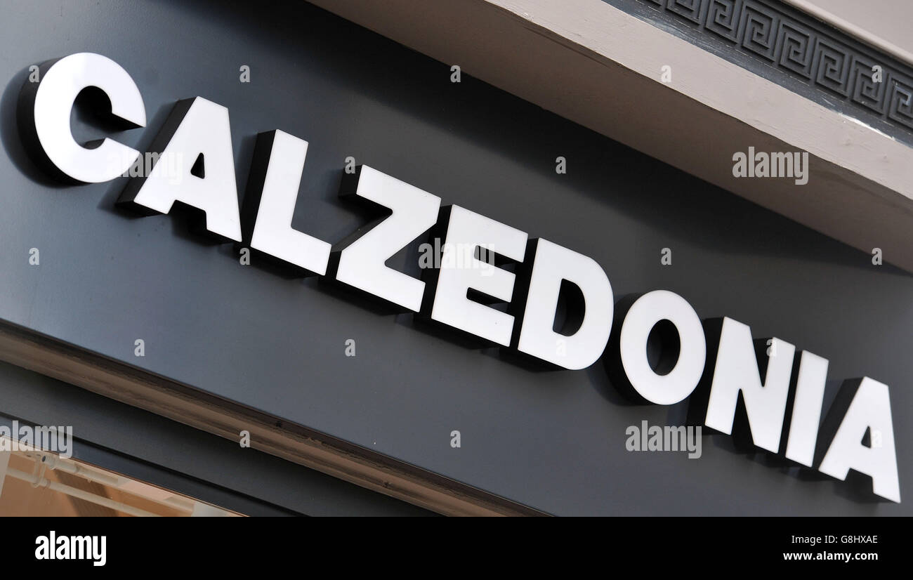 Shop sign stock. A shop sign for CALZEDONIA in central London Stock ...
