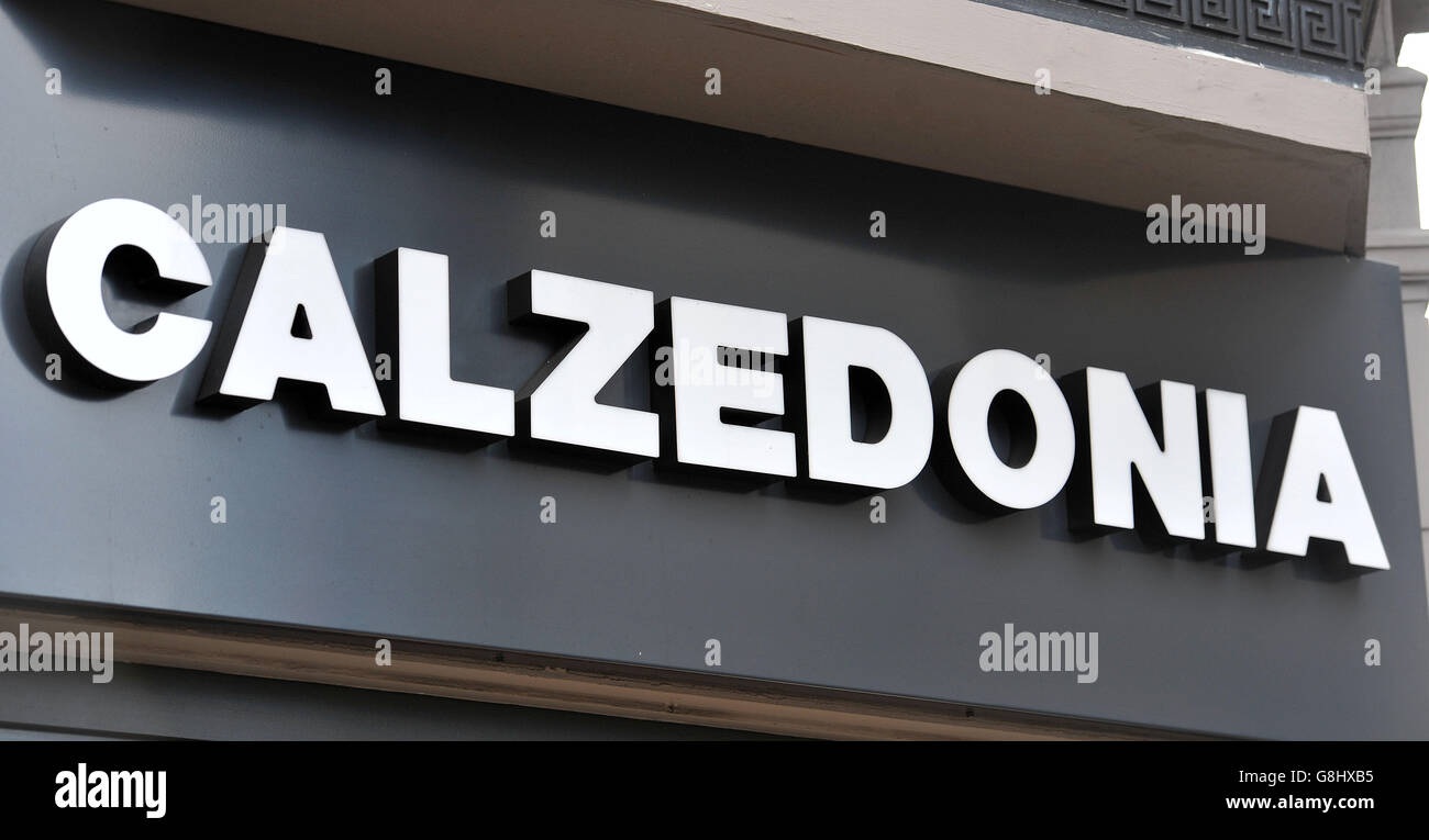 Shop sign stock. A shop sign for CALZEDONIA in central London Stock ...