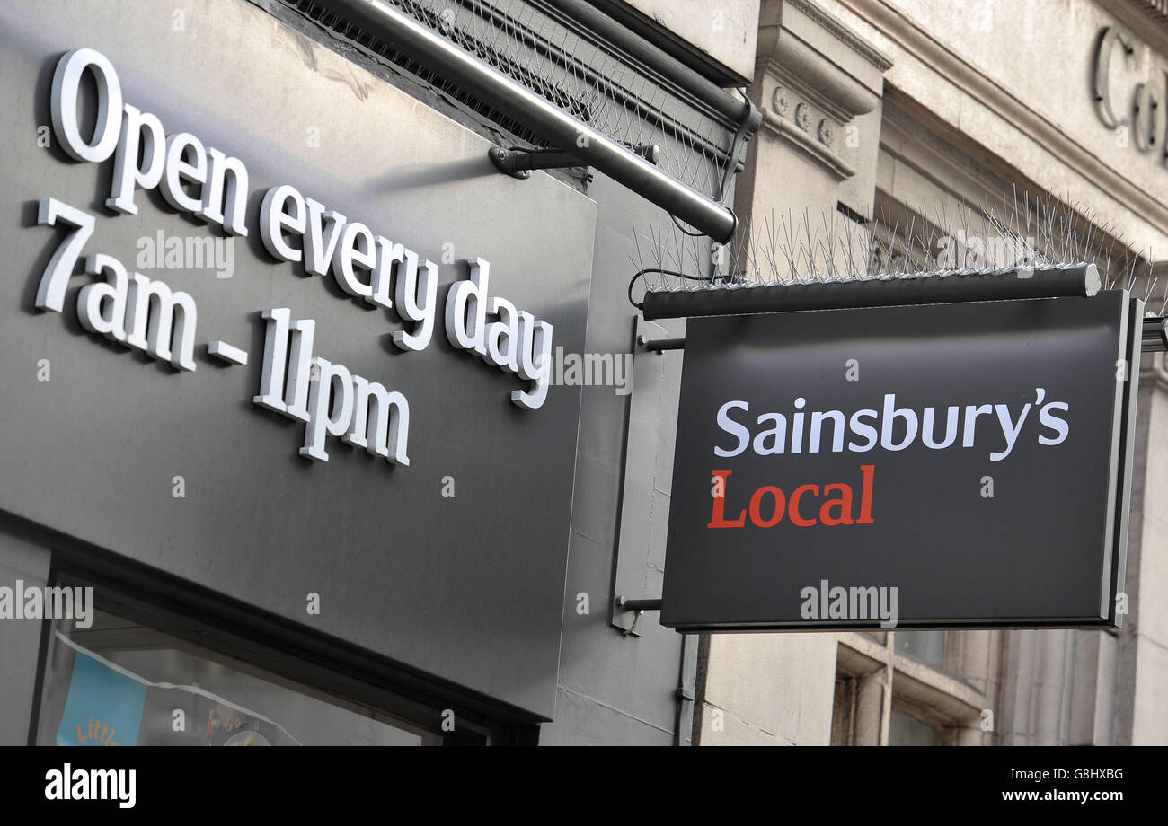 Shop sign stock. A shop sign for Sainbury's Local in central London ...