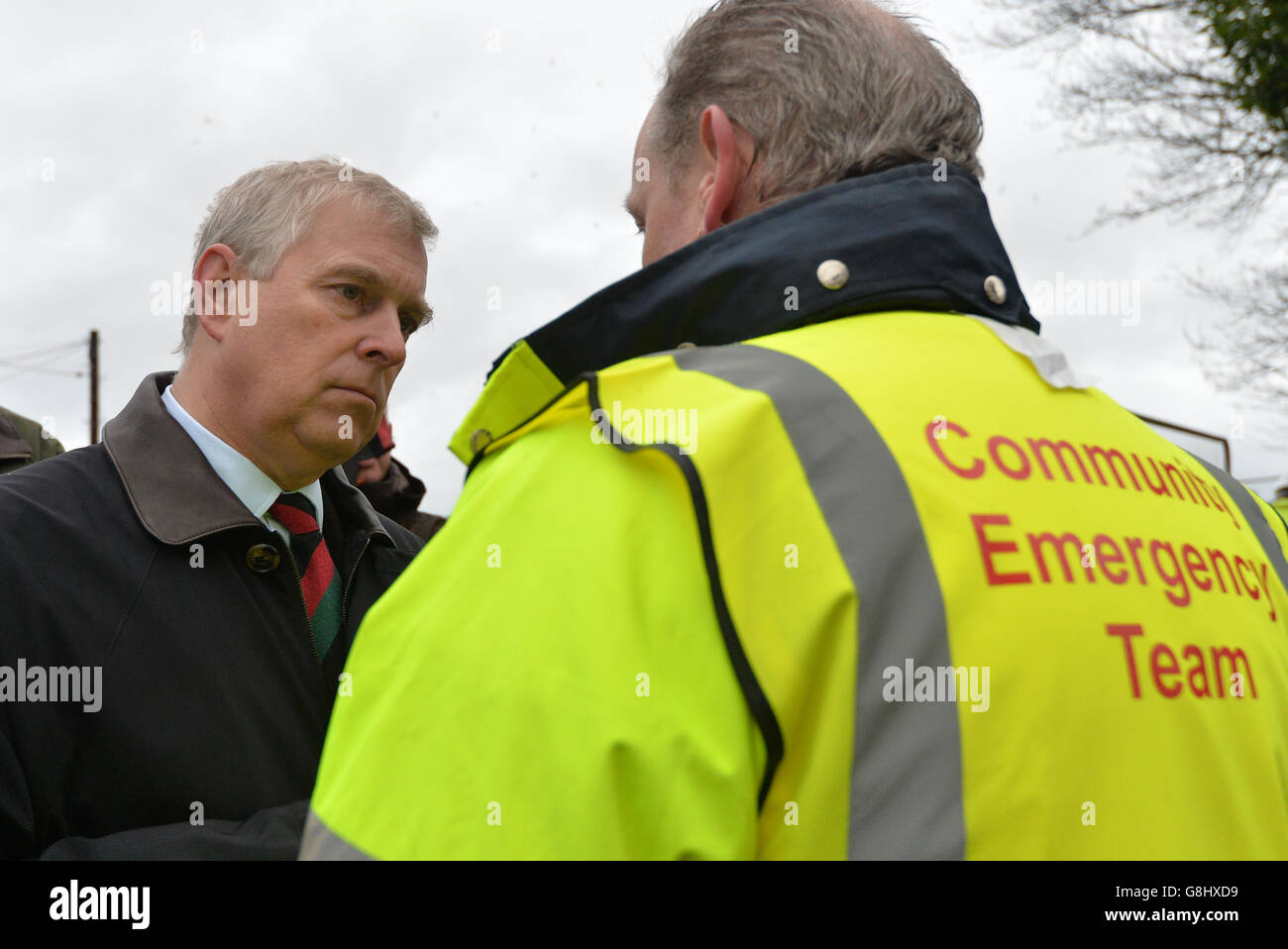 During his visit to the area to view flood damage hi-res stock ...