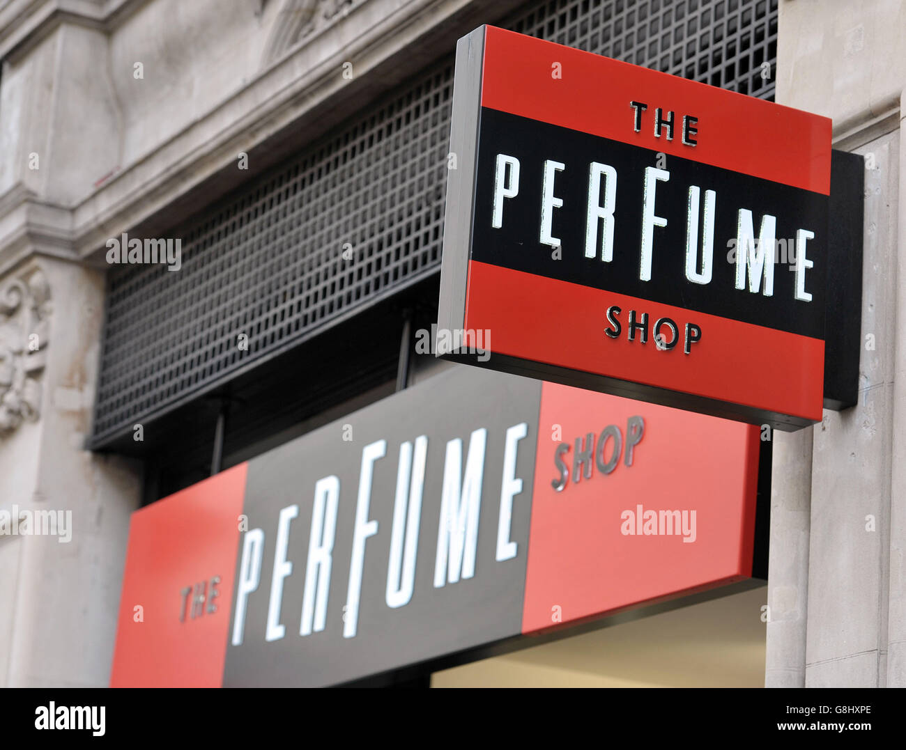 Shop sign stock. A shop sign for The Perfume Shop in central London ...