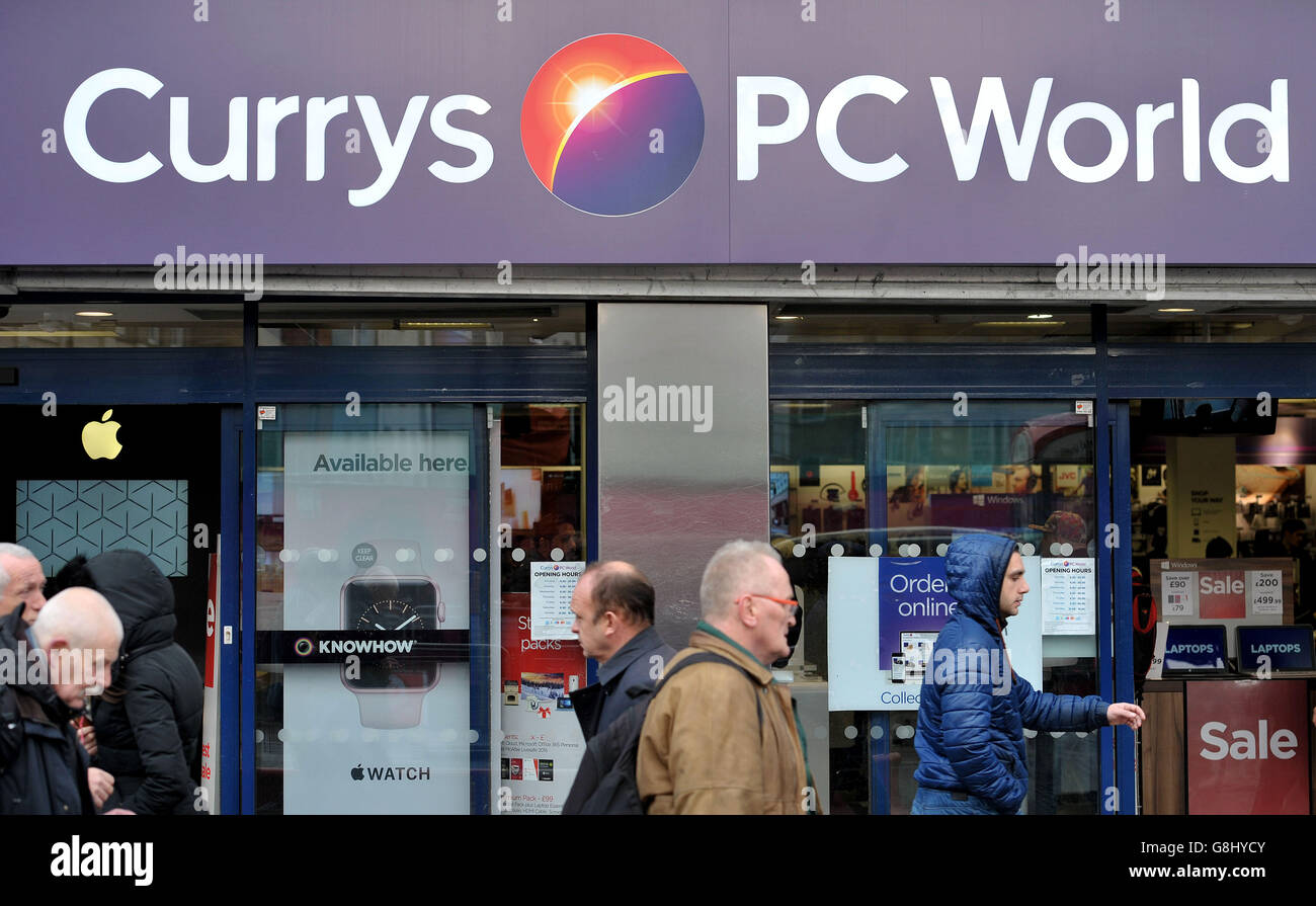 A shop sign for Currys PC World in central London Stock Photo - Alamy