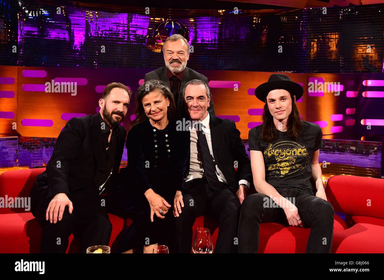 (left to right) Ralph Fiennes, Tracey Ullman, Graham Norton, James ...