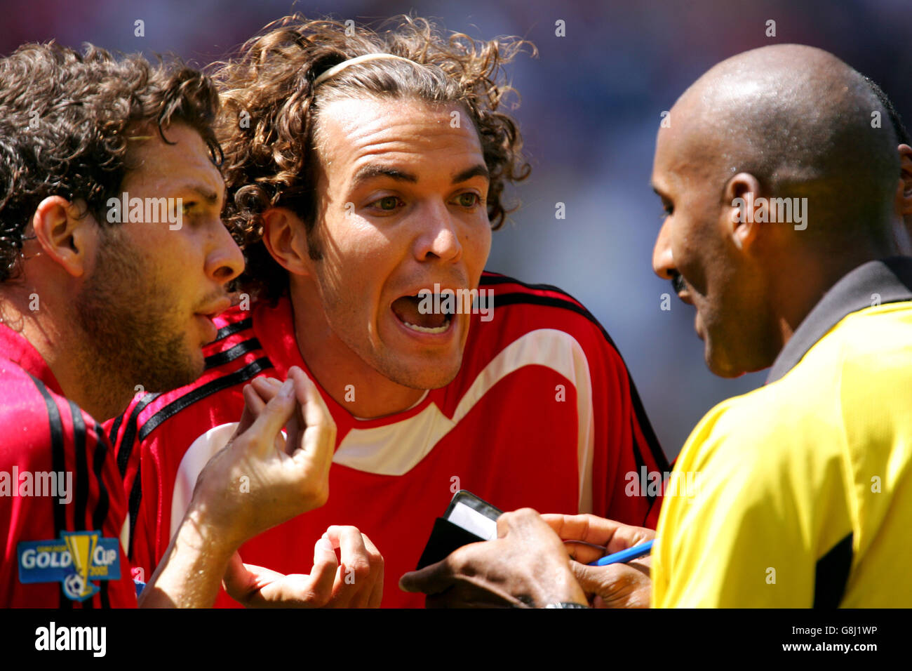 Canadas adam braz gabriel gervais appeal to referee neal brizan hi-res ...