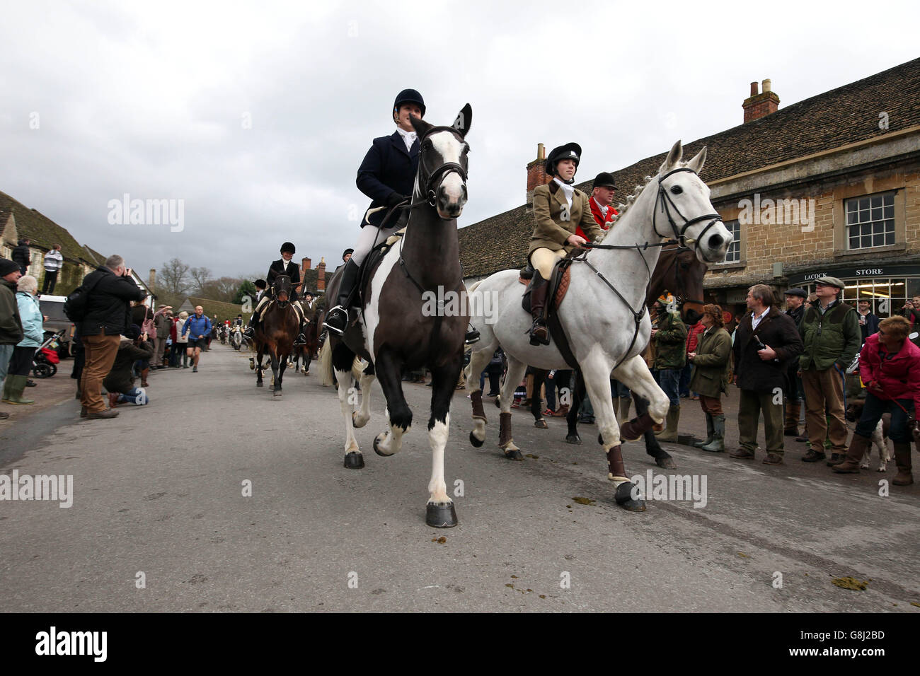 boxing Day hunts. The Avon Vale Hunt meet in the village of Lacock in ...