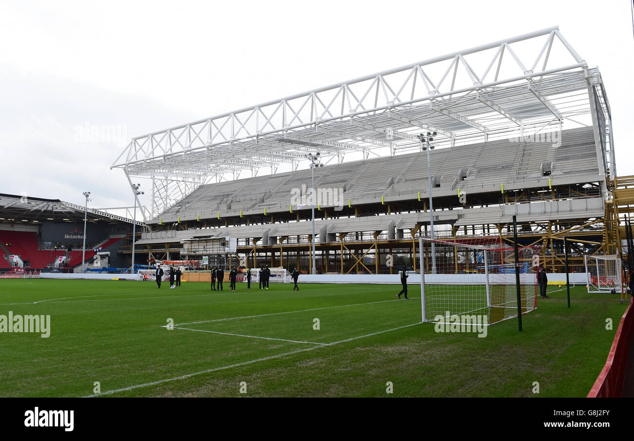 Football soccer new stand ground stand stands stadium building build hi ...