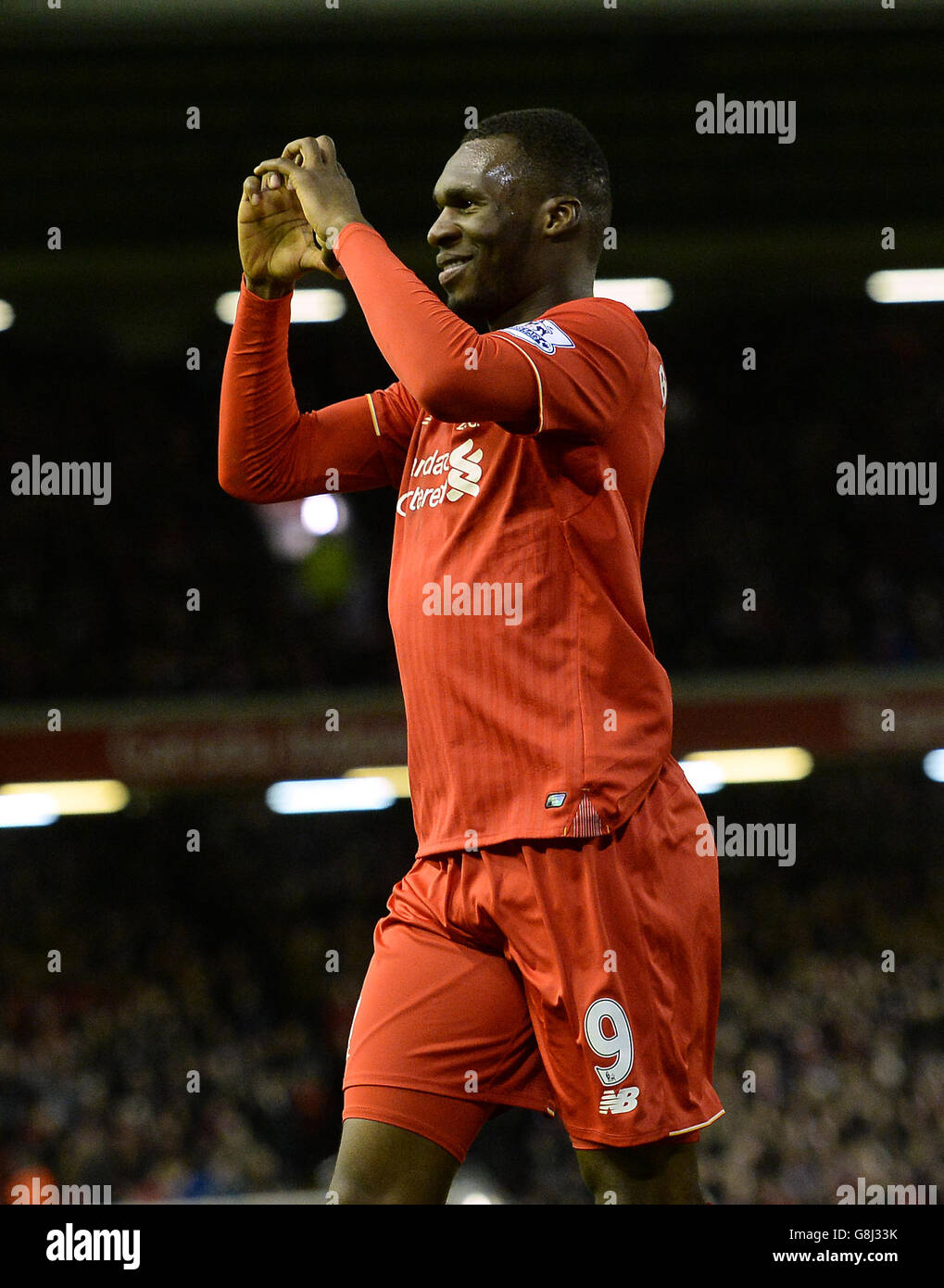 Liverpool's Christian Benteke celebrates after scoring his side's first ...