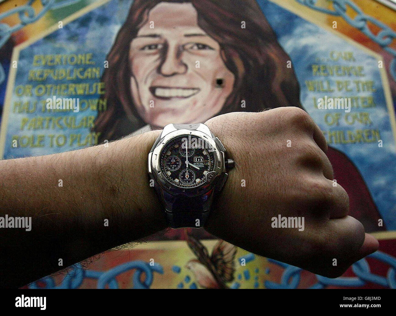 IRA volunteer Bobby Sands mural on the Falls Road, after as the IRA ...