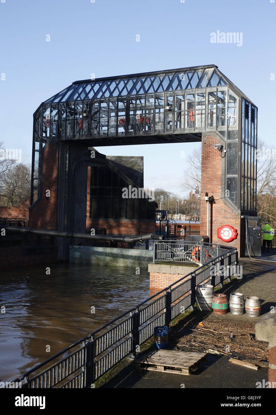 The Foss Barrier, part of the York flood defence barrier, which failed ...
