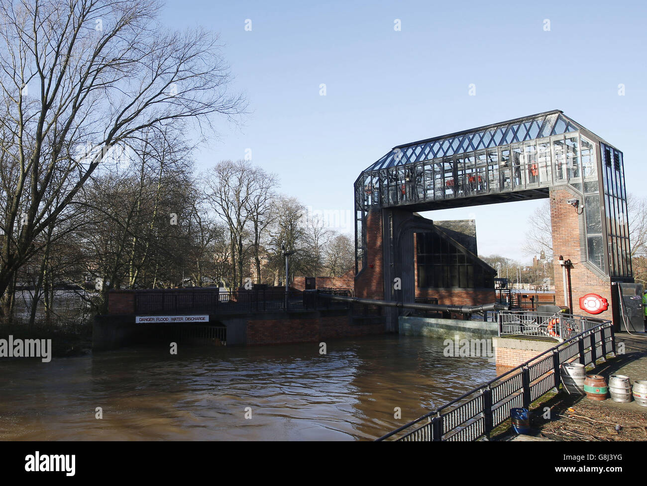 The Foss Barrier, part of the York flood defence barrier, which failed ...