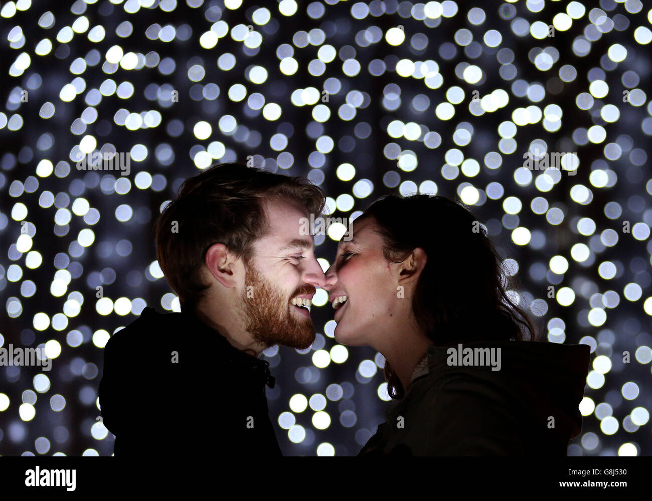 Joel and Francesca Robertson embrace as they get ready to celebrate the ...