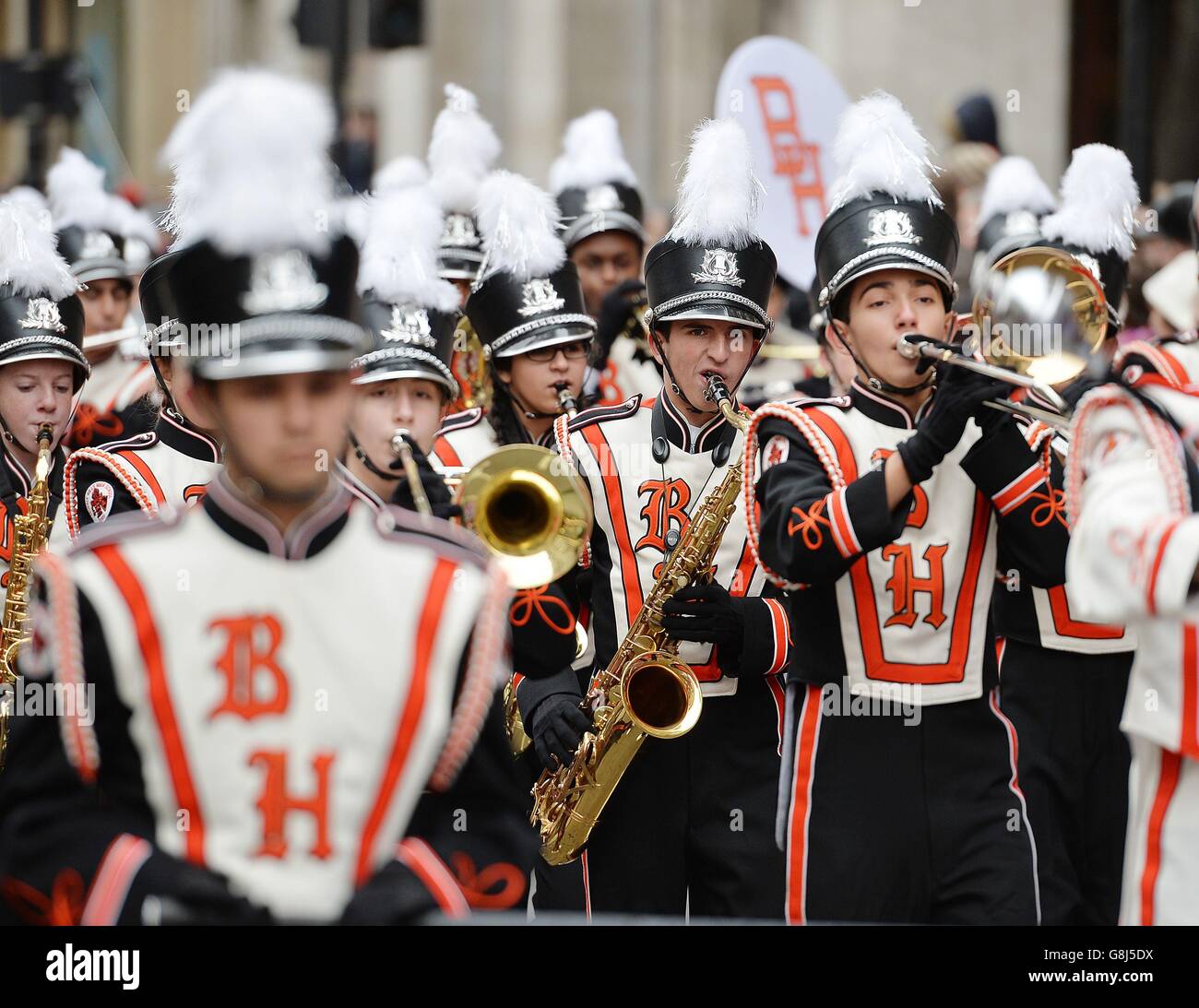 A marching band take part in the London New Year's Day Parade Stock ...