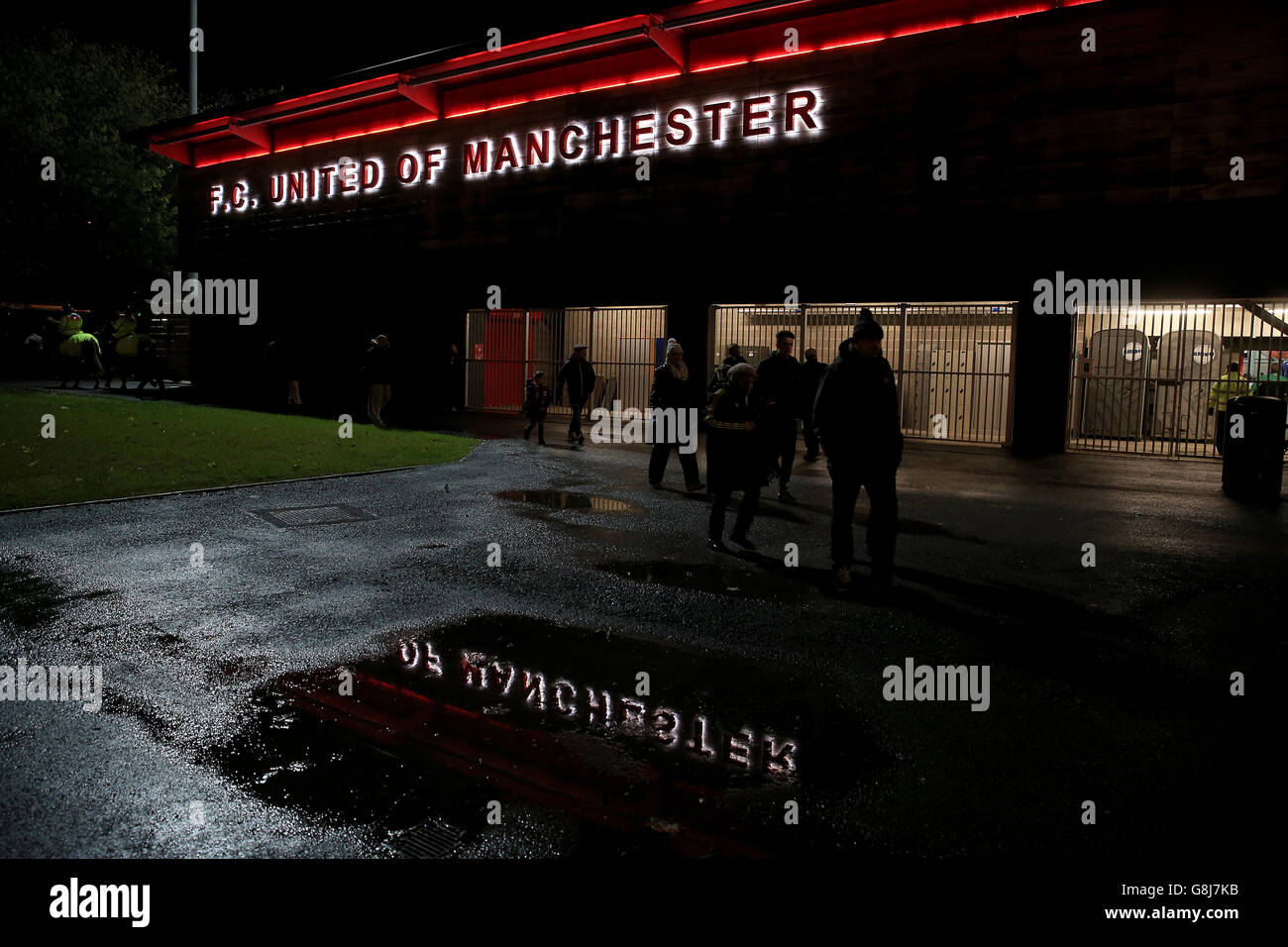 A general view of FC United of Manchester's ground Broadhurst Park ...