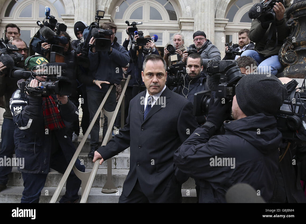 Rob Lawrie is surrounded by the media as he arrives at the Tribunal de ...