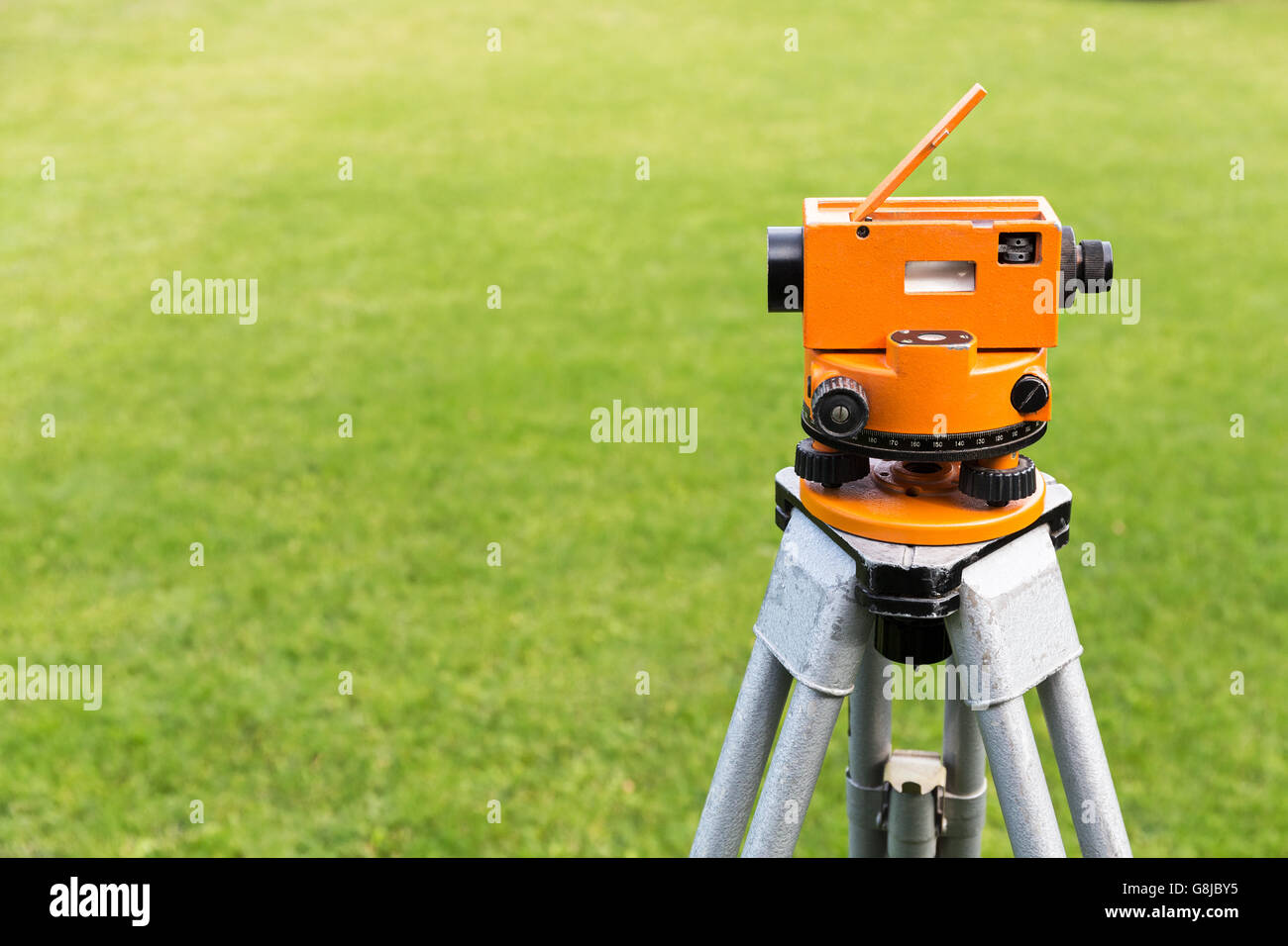 Construction surveyor equipment theodolite level tool mounted on tripod ...