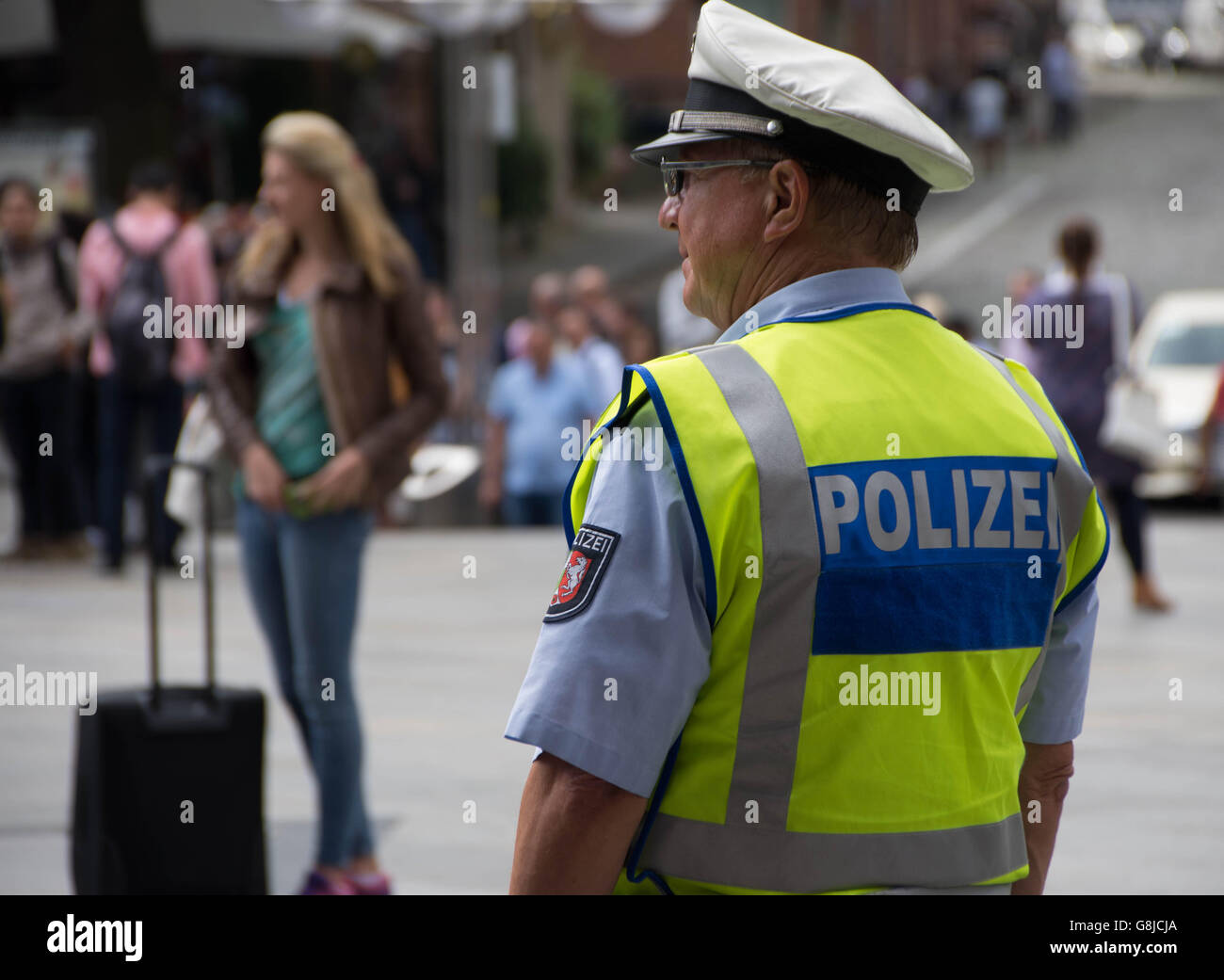 Police man watching the crowd in Cologne on June 12th 2016 Stock Photo ...