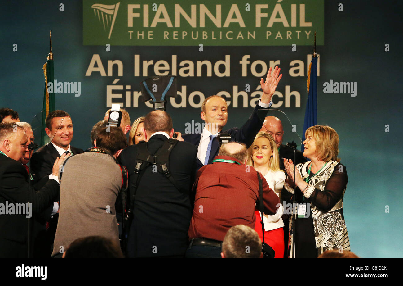 Fianna Fail leader Micheal Martin after addressing the party's annual ard fheis at Citywest in ...