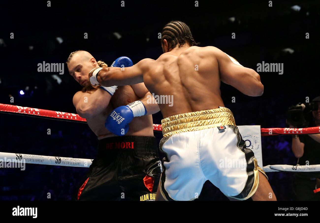 David Haye v Mark De Mori - O2 Arena. David Haye (right) in action ...