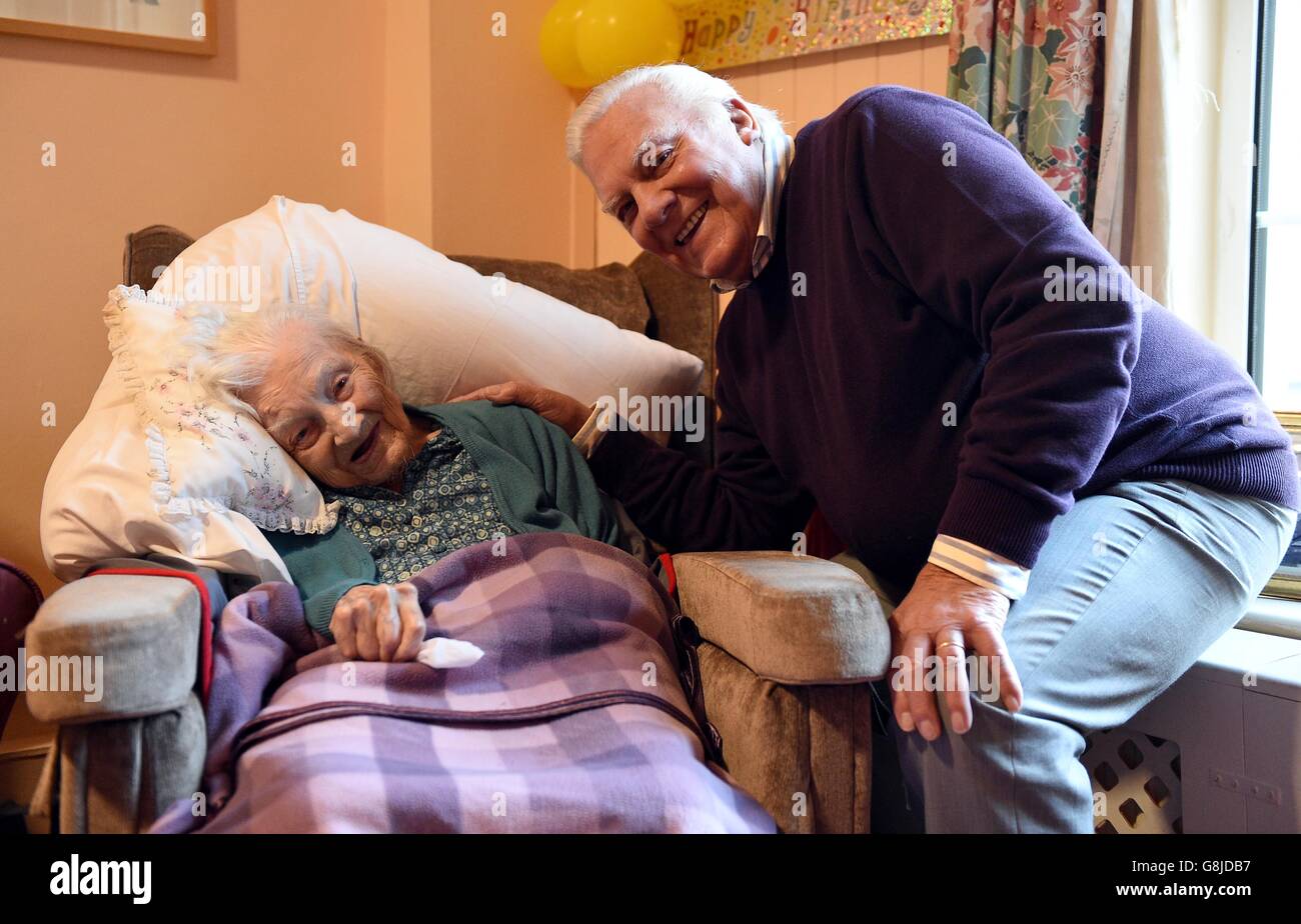 Gladys Hooper, 112, the oldest person in the UK, with her son Derek ...