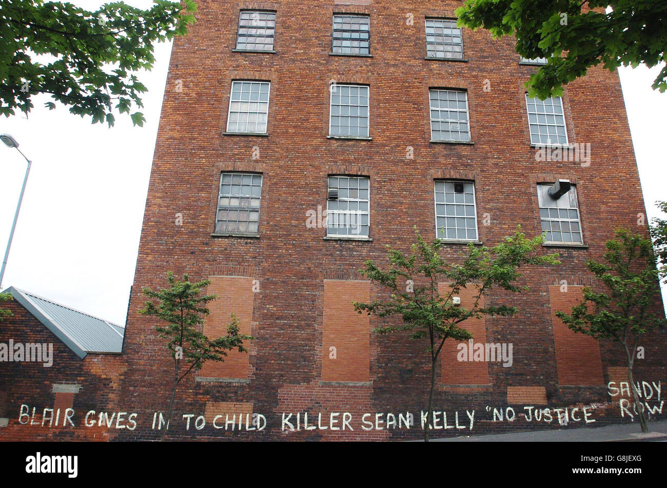 Graffiti on the side of a warehouse on Sandy Row, in the Loyalist ...