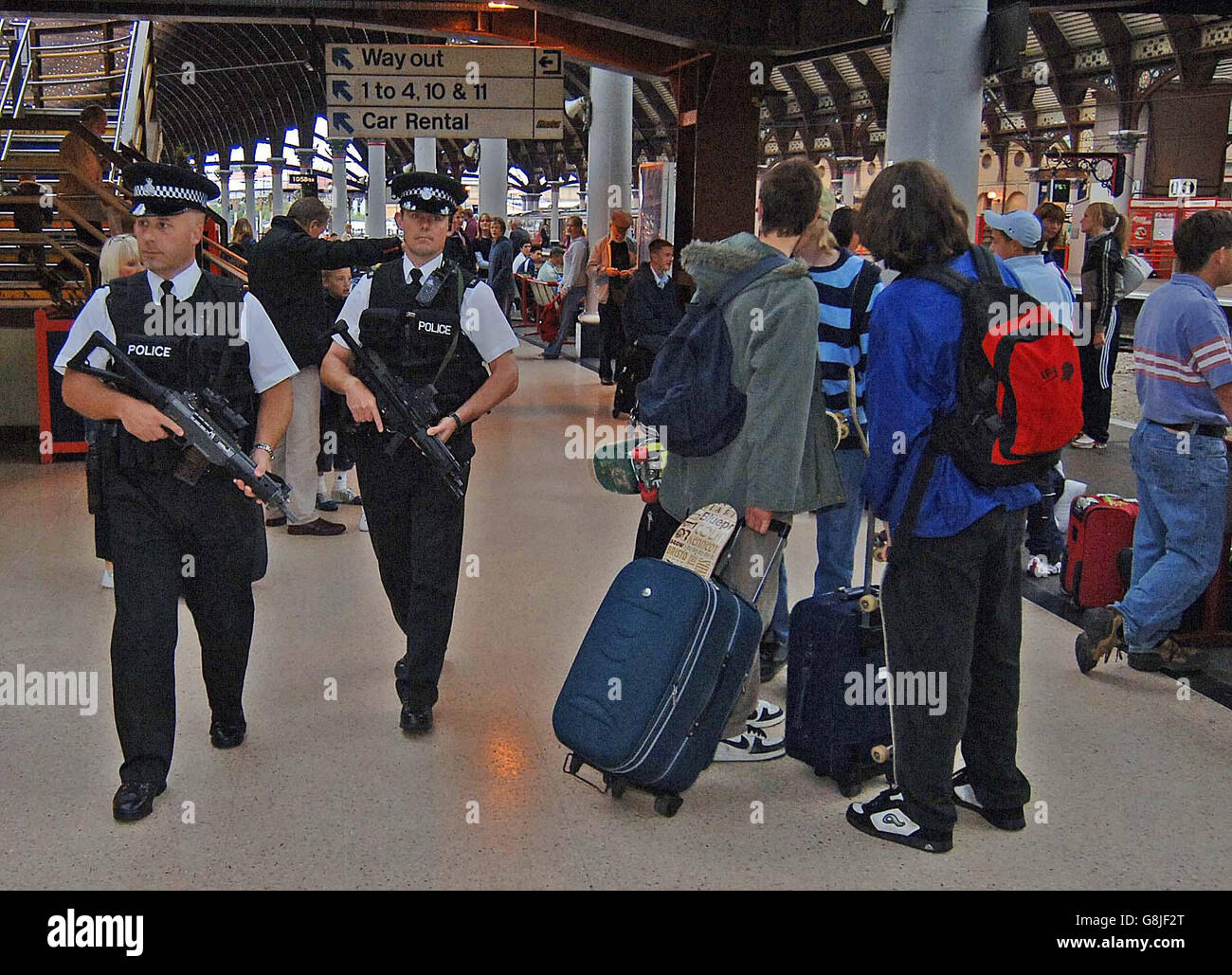 Armed police officers on patrol at York Station, an East Coast Main ...