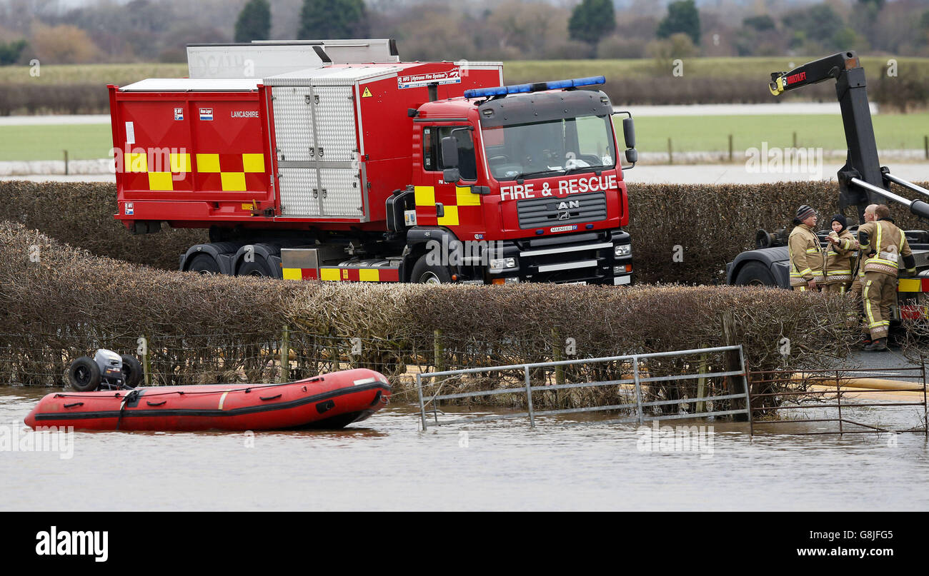 Emergency services attend the River Douglas in Croston, Lancashire ...