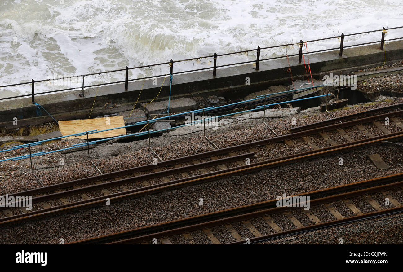 A view of the railway track between Folkestone and Dover in Kent which ...