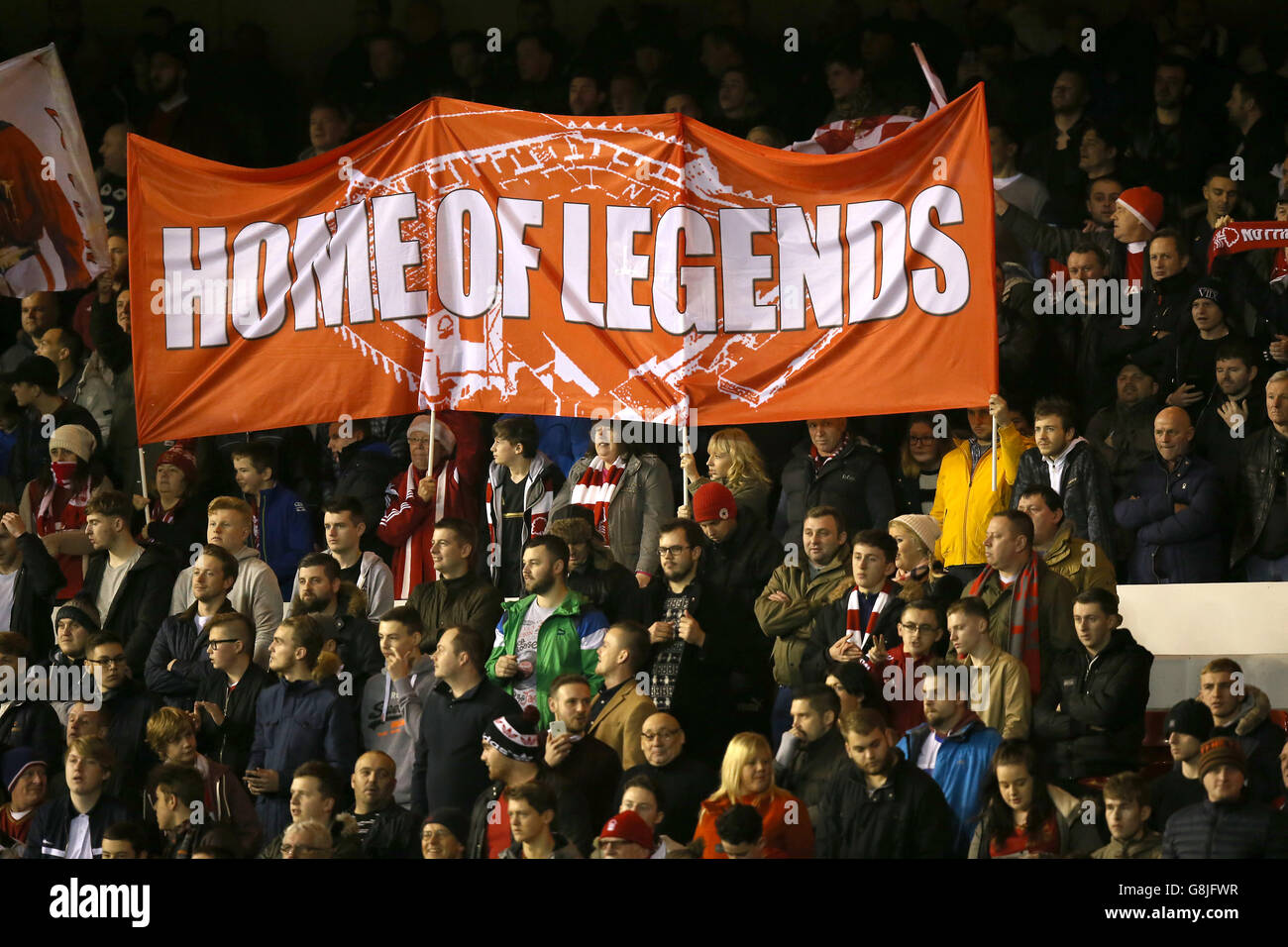 Nottingham forest fans with a home of legends banner hi-res stock ...