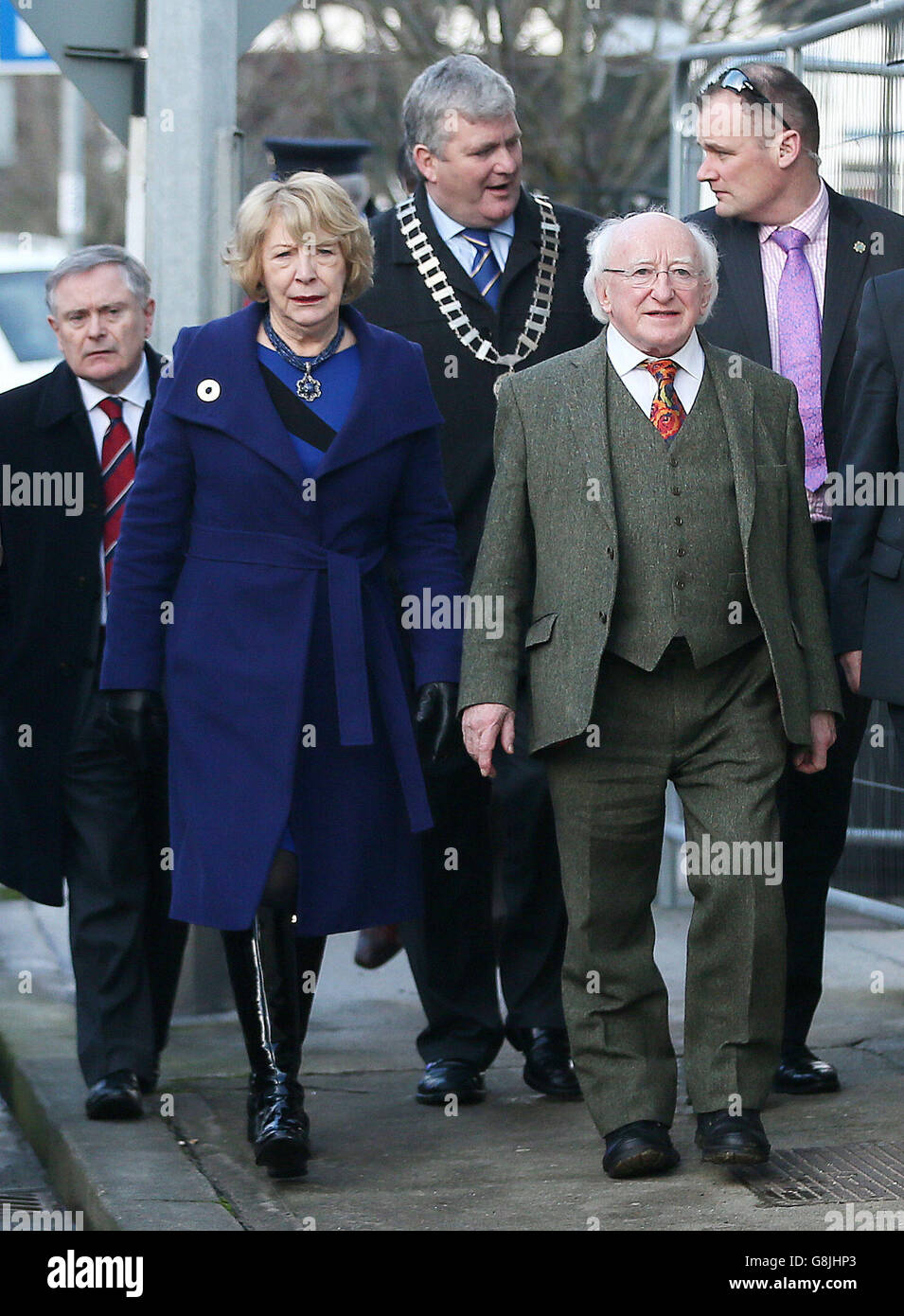 President Michael D Higgins and his wife Sabina on a walk about to meet ...