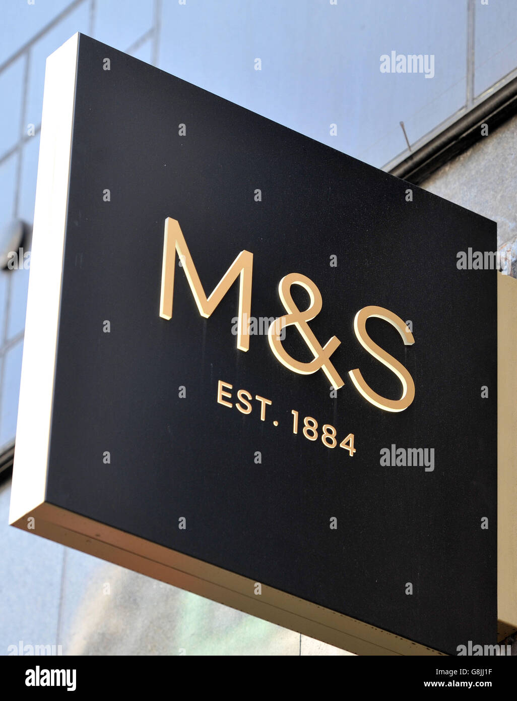 Shop sign stock. A shop sign for Marks and Spencer in central London ...
