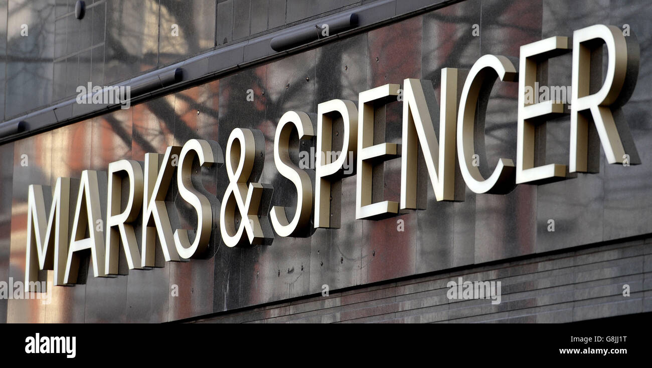 Shop sign stock. A shop sign for Marks and Spencer in central London ...
